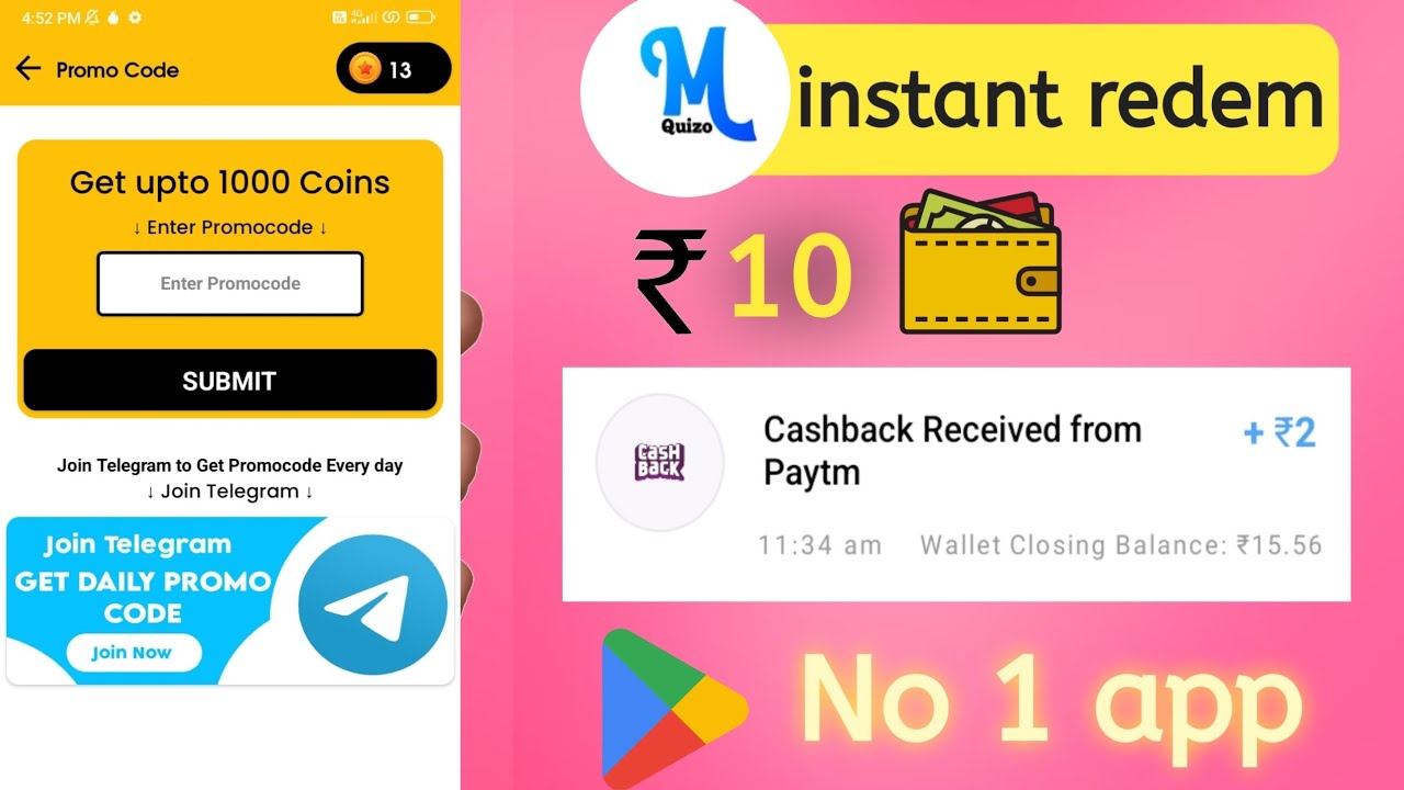 🤑Minimum Redeem code ₹1 RUPEES Instant Withdraw Paytm wallet Best Paytm ...