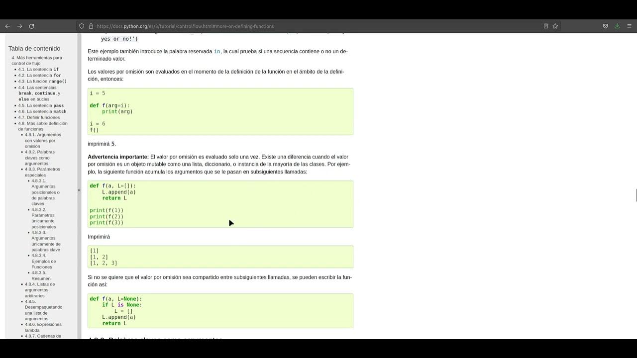 Tutorial de Python 4.8.1. Argumentos con valores por omisión - YouTube