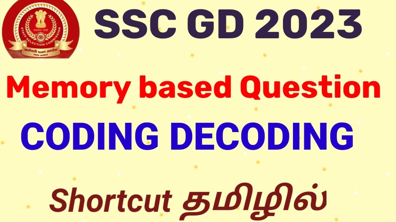 SSC GD 2023 || CODING DECODING || Reasoing Memory based question@the ...