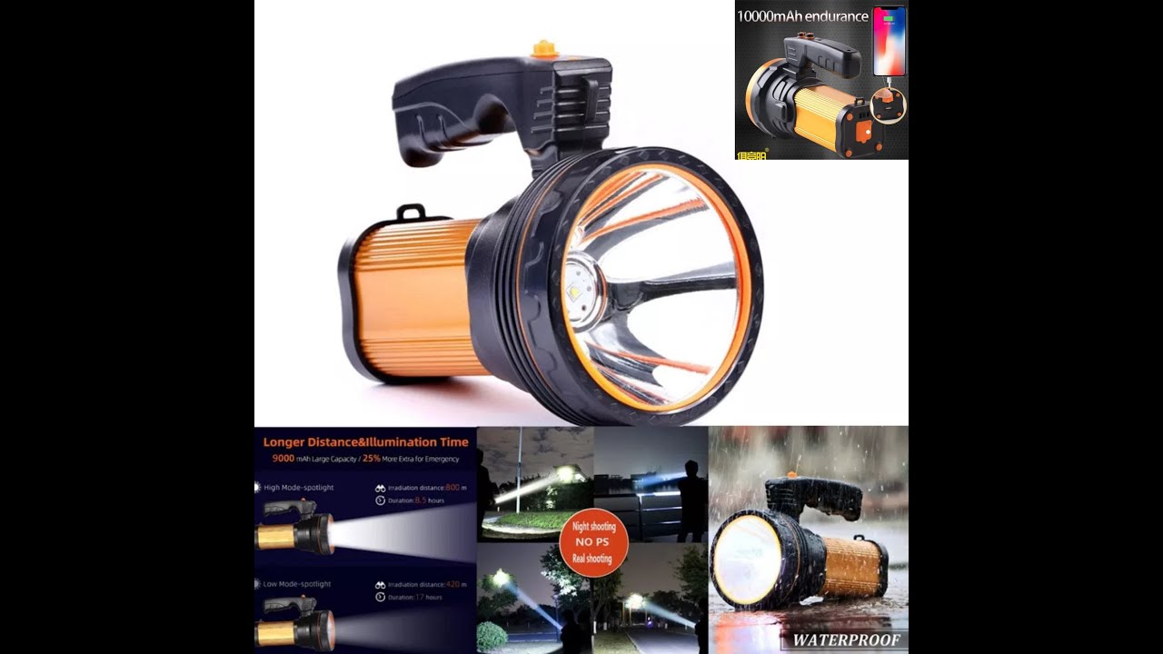 Rechargeable Torchlight, LED Spotlight Flashlight Small Sun 30W Multi ...