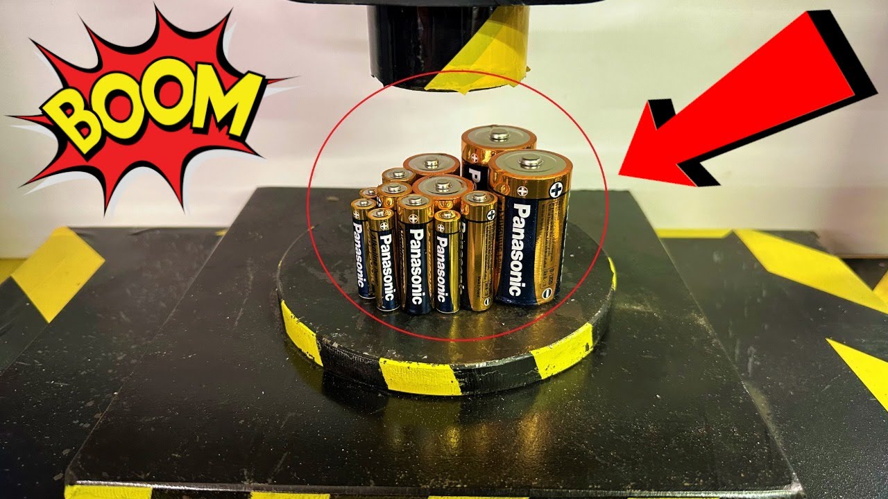 CRUSH BATTERY WITH HYDRAULIC PRESS!! I SHOULD'VE NEVER DONE THAT ...