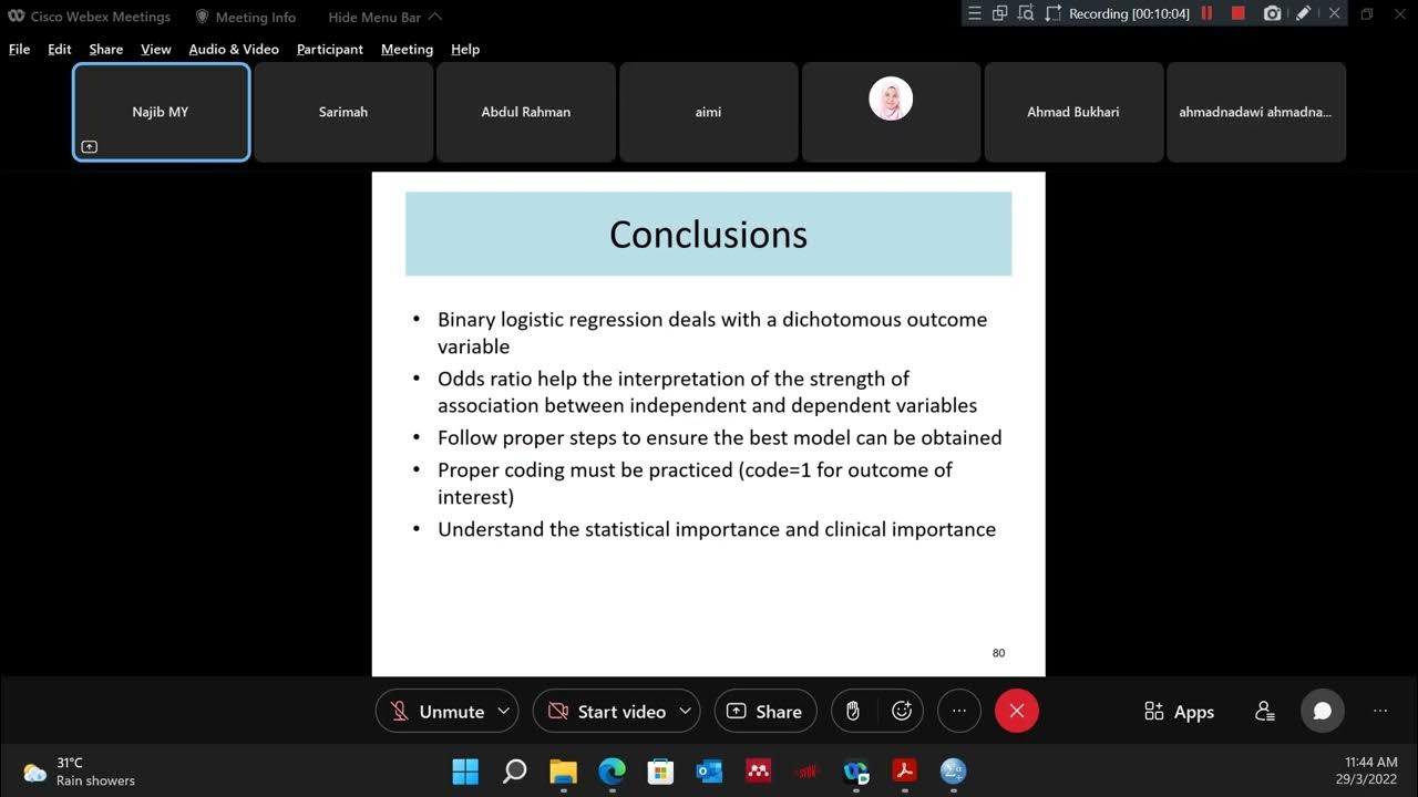 Lecture 7 Part 2 Multiple Logistic Regression - YouTube