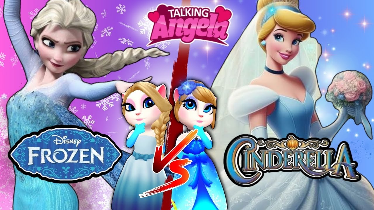👑CINDERELLA & ELSA ️ X MY TALKING ANGELA 2 (HD) cosplay makeover DISNEY ...