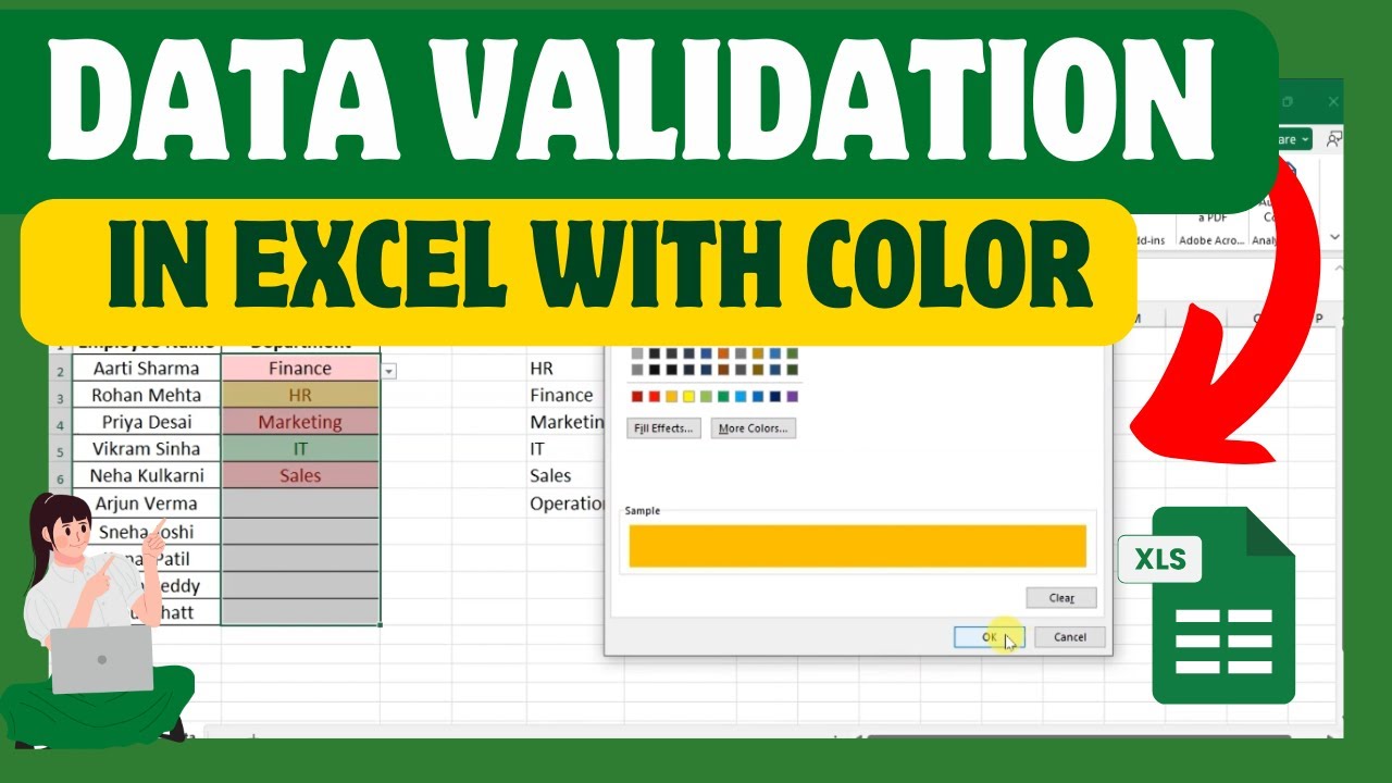 How To Use Data Validation In Excel With Color - YouTube