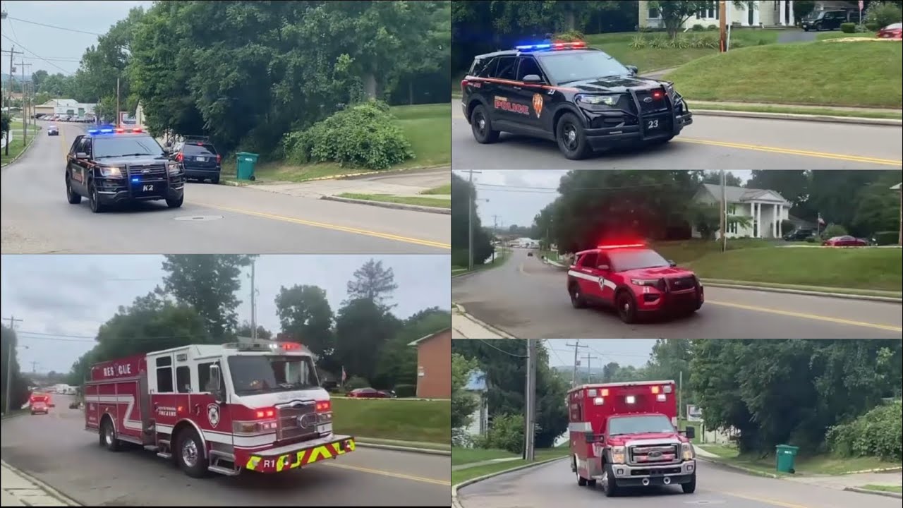 **DOUBLE TRIPLE PULL** Newark Ohio Division of Fire and Police Arriving ...
