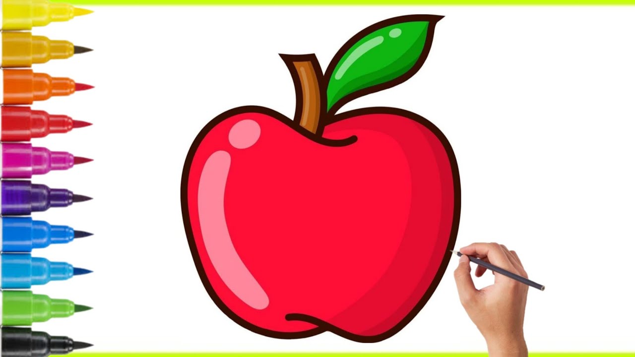 How To Draw A Apple Easy Step By Step | Easy Apple Drawing | - YouTube