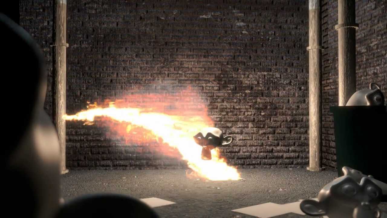 Blender animation fire sim : flame thrower - YouTube