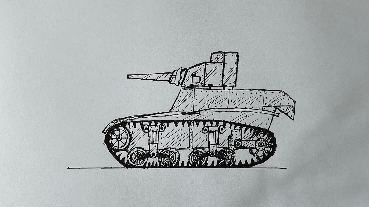 How to draw a WW2 military light tank - YouTube