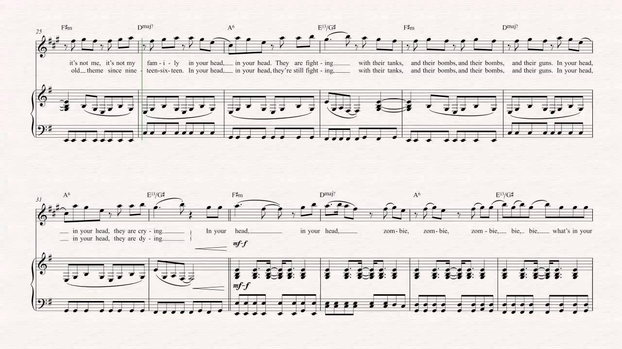 Clarinet - Zombie - The Cranberries - Sheet Music, Chords, & Vocals ...