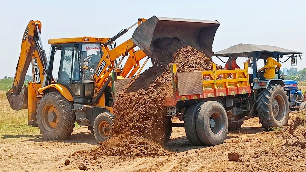 Jcb Vs Power Trac Tractor Mud Transport Work - YouTube