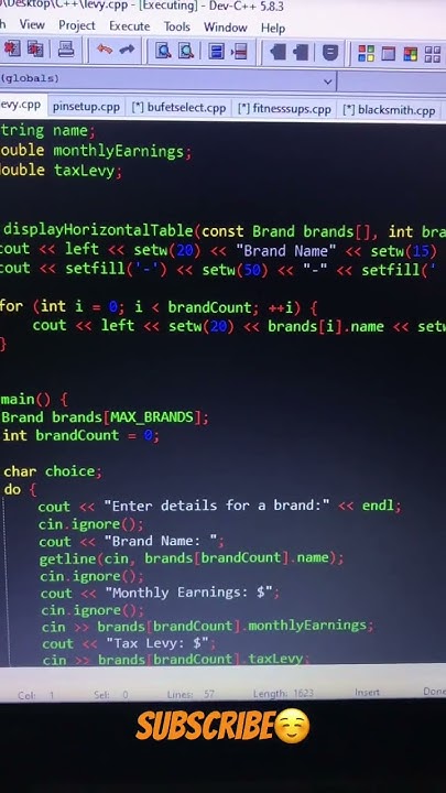 tax levy brands IDE dev c++ #cppprogramming - YouTube