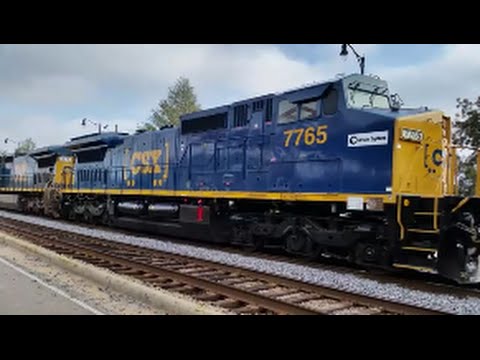 [CSX]7674 C40-8W & 7765 CHESSIE SYSTEM Unit Leads F707-07 With & Nice Tuned K5LA in Fay NC - YouTube