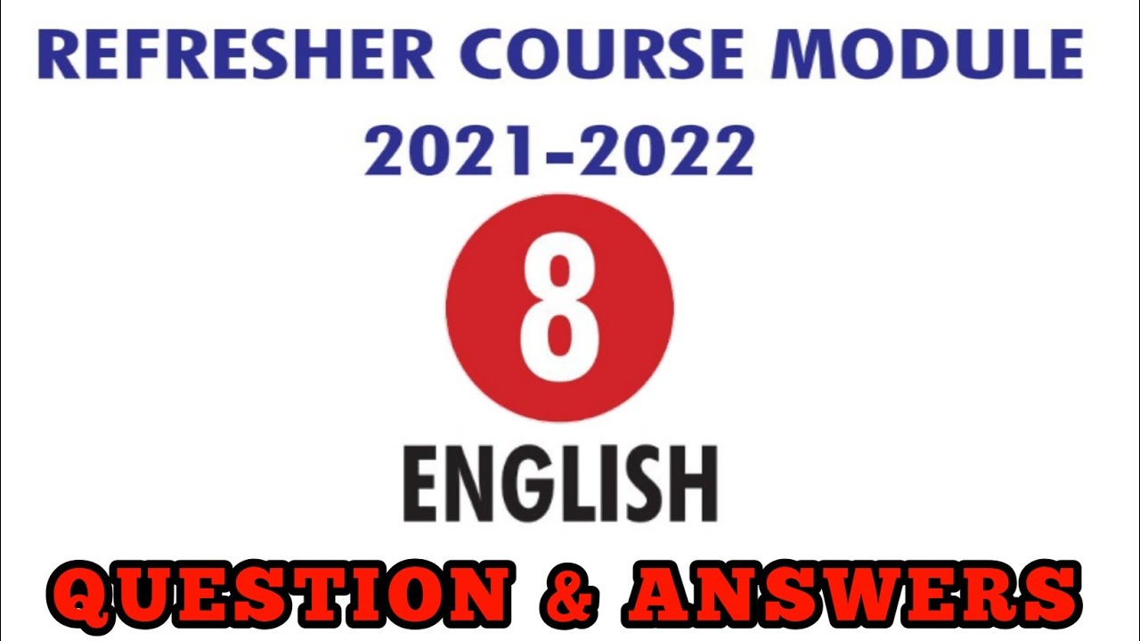 8th English Refresher Course Module Answer Key Part-1 - YouTube