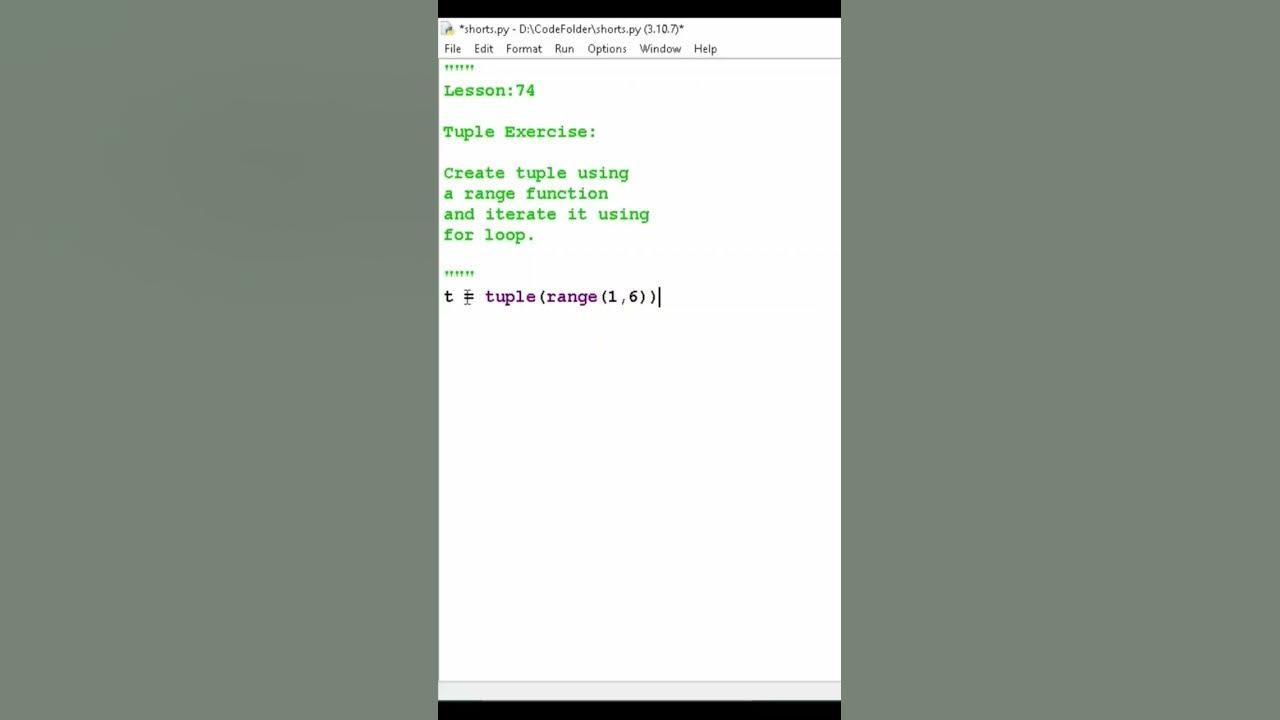How To Create Tuple Using Range Function In Python Shorts Python Coding Pythontricks Youtube