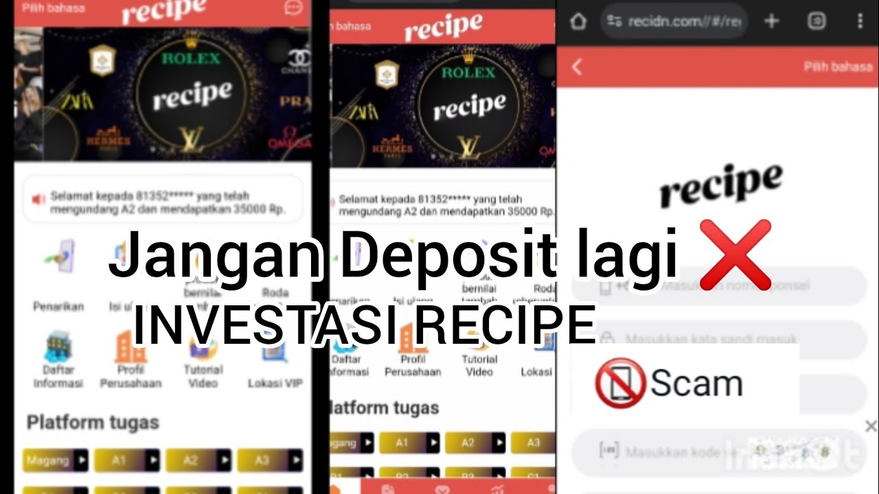 Bongkar Investasi RECIPE yang Scam, Fakta Sebenarnya aplikasi Recipe ...