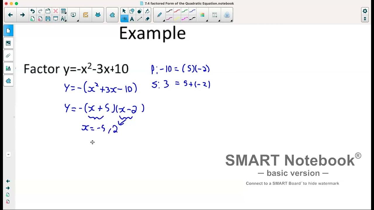 Foundations of Math 11: 7.4 Factored Form of a Quadratic Function - YouTube