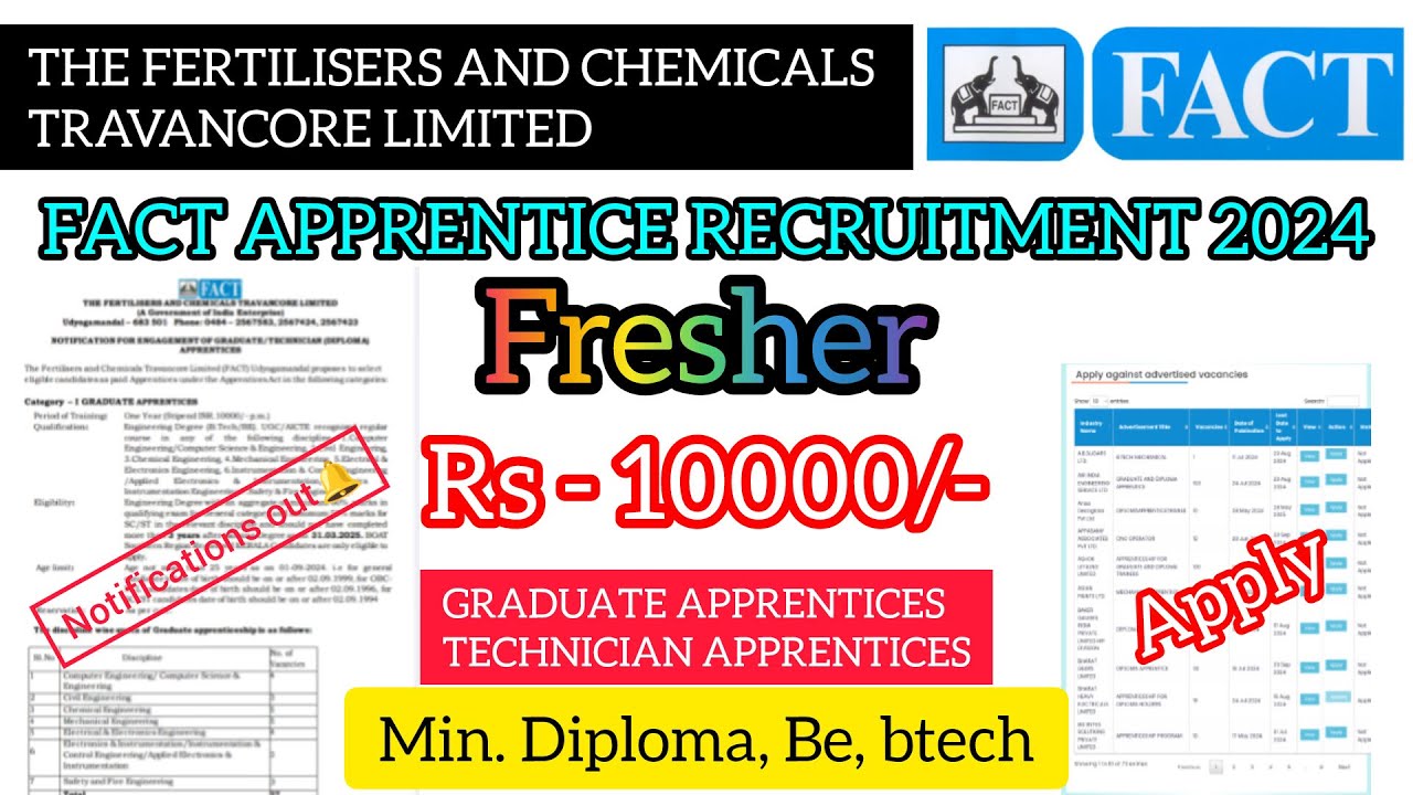 FACT Graduate & Technician Apprentice Recruitment 2024 – Apply Online for 84 Posts - YouTube