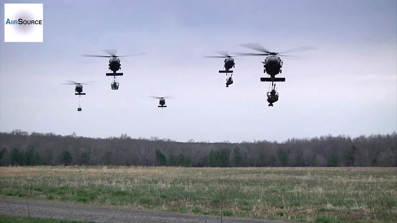 M119A2 Howitzers, Troops, Carge Airlift by UH-60 Black Hawks - YouTube