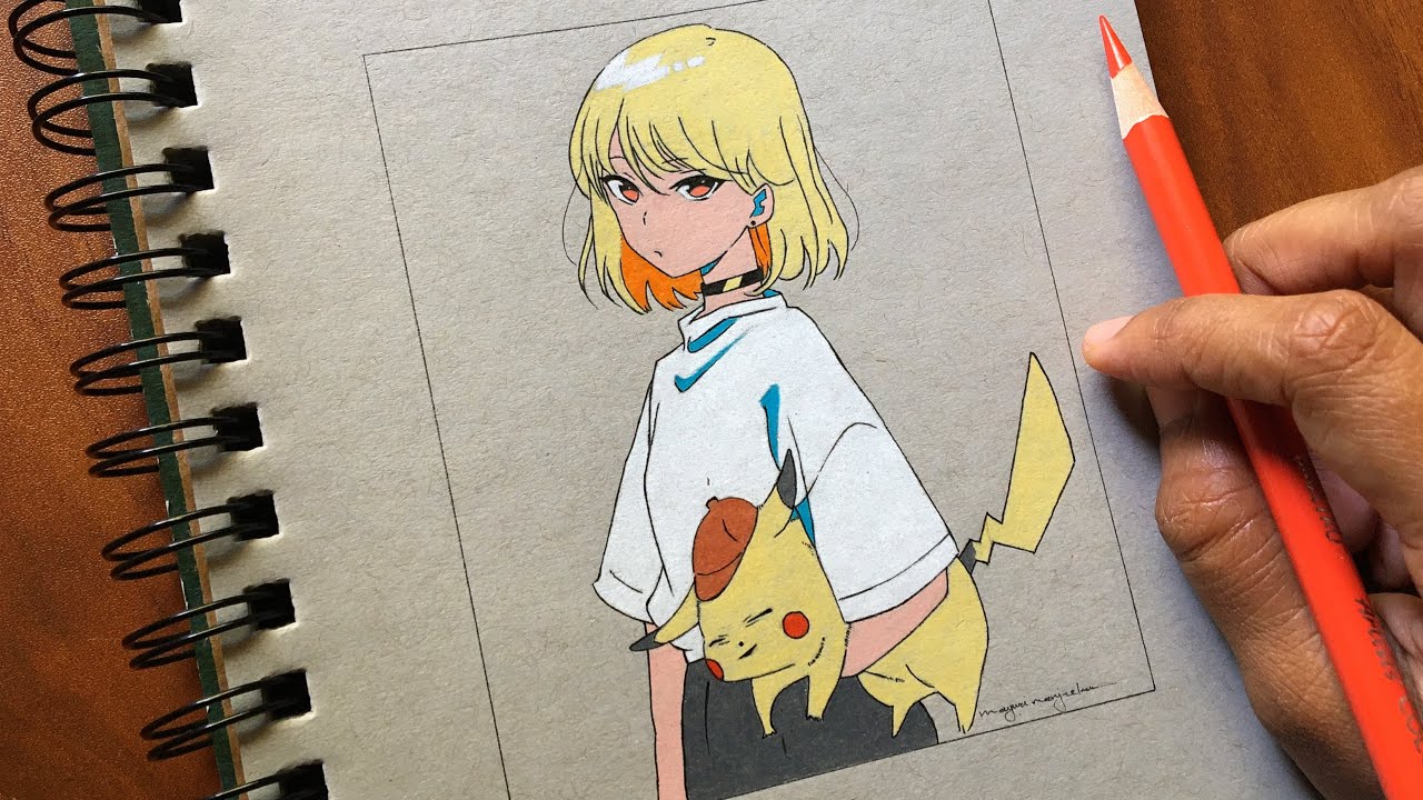 How To Colour Anime Girl With Colour Pencils - YouTube