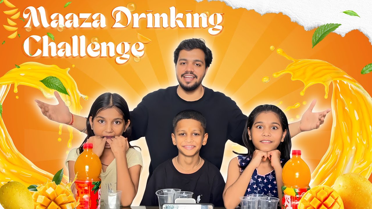 Funny Maaza Drinking Challenge😂🥭|Kids vs Maaza#youtube #juice # ...