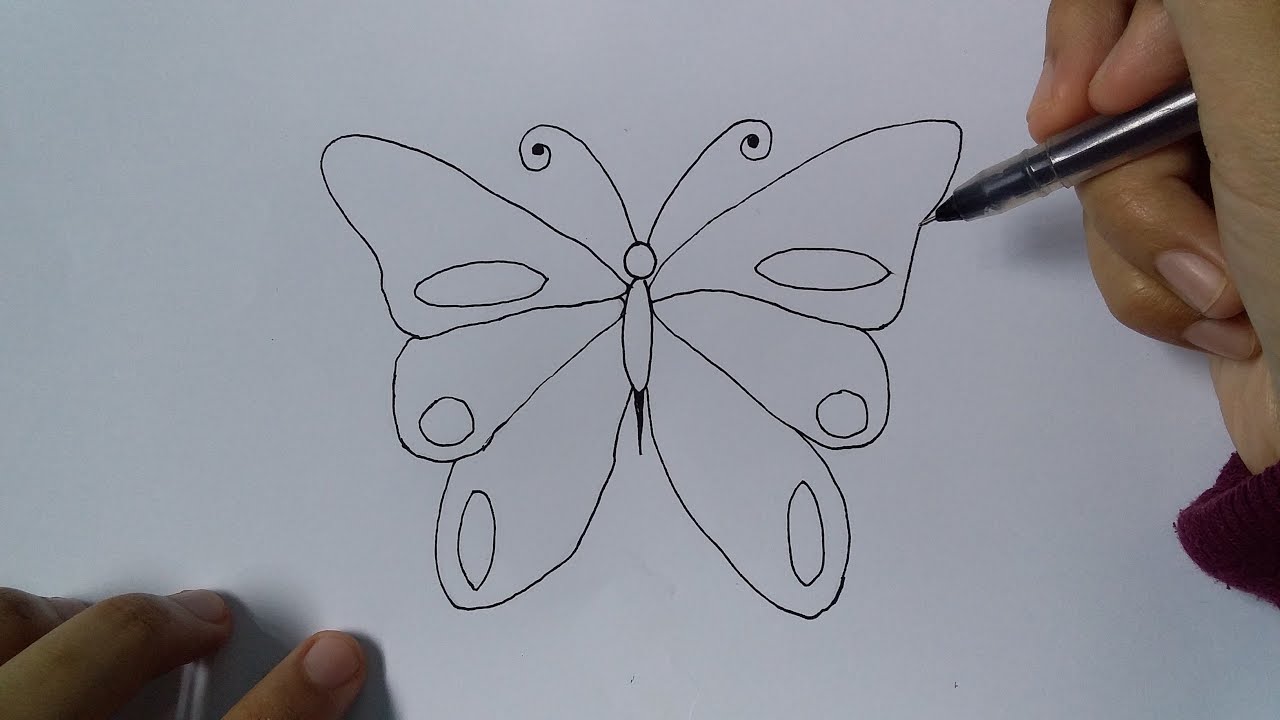 CARA MENGGAMBAR KUPU-KUPU | HOW TO DRAW BUTTERFLY - YouTube
