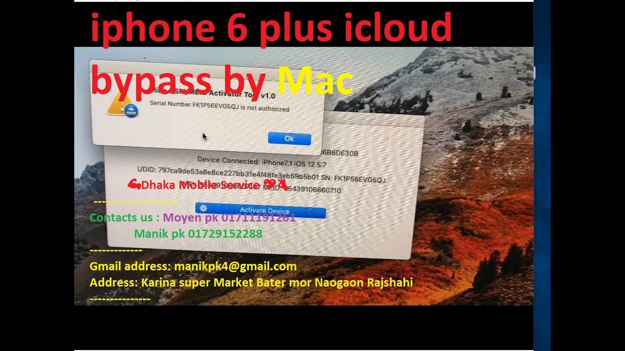 iphone 6 plus icloud bypass by Mac - YouTube