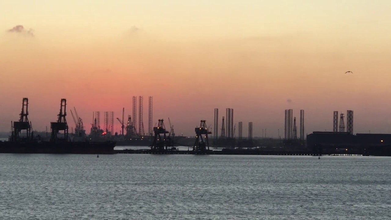 sunset from the cruise ship in Manama before setting sail for Muscat ...