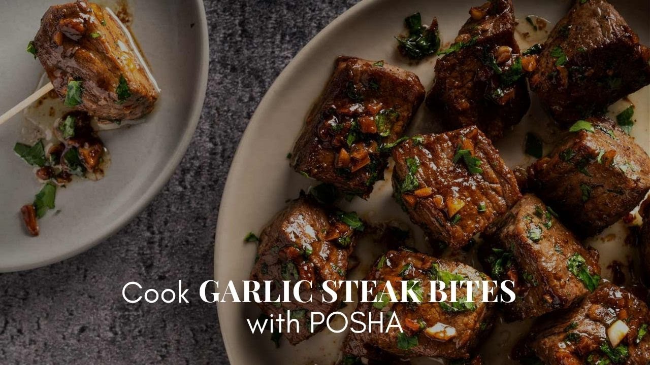 Cooking Robot Makes Garlic Butter Steak Bites | Posha Kitchen Robot ...