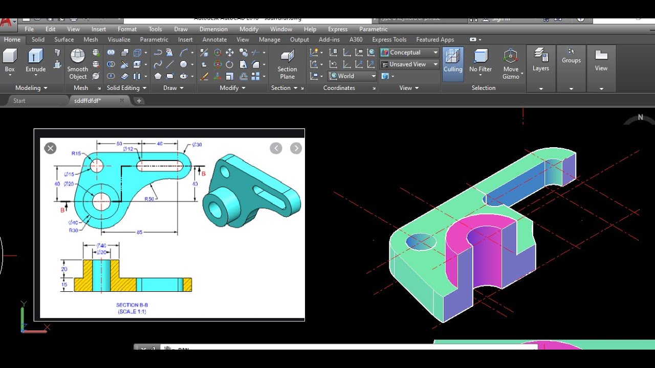 Use the SLICE command to make a cut In perspective - AutoCAD - YouTube