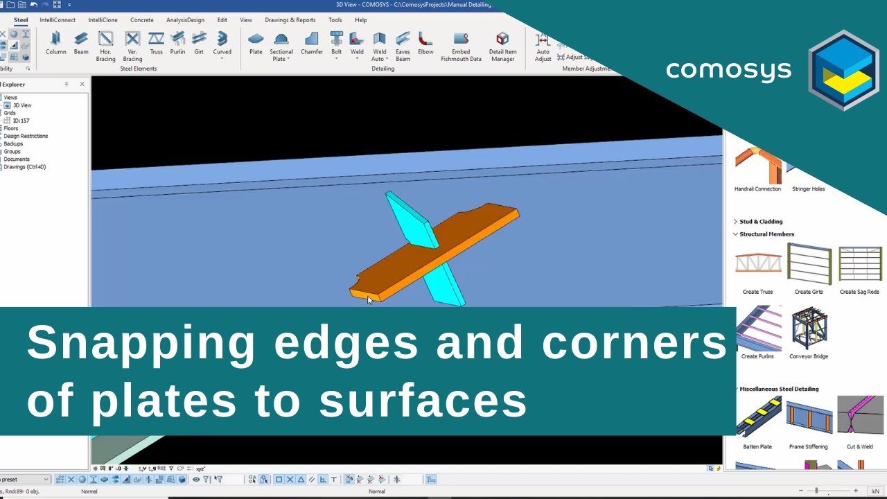 Comosys Steel Detailing Tutorials - Snapping edges and corners of ...