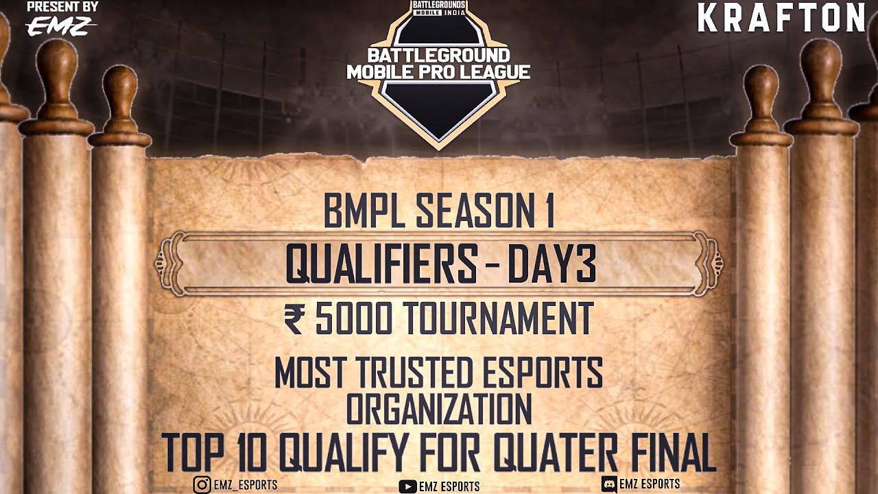 BMPL SEASON 1 5K QUALIFIERS DAY 3 #battlegroundmobileindia # ...