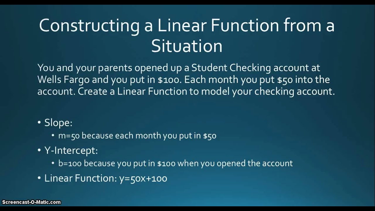 Constructing Linear Functions from Situations - YouTube