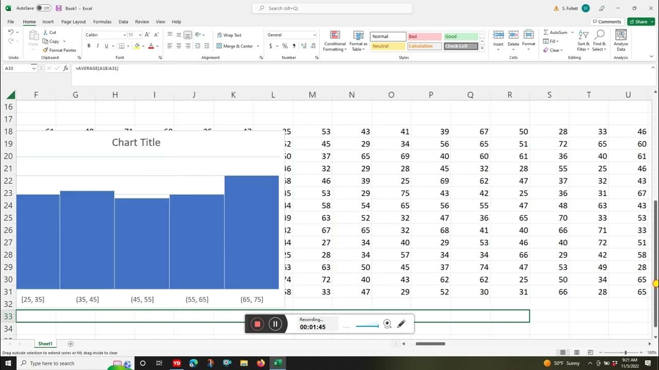 Demonstration of the Central Limit Theorem using Excel's 'Randbetween' Function. - YouTube