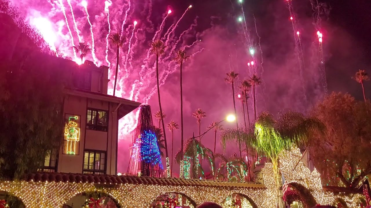 Opening night fireworks display at the Mission Inn Festival of Lights ...