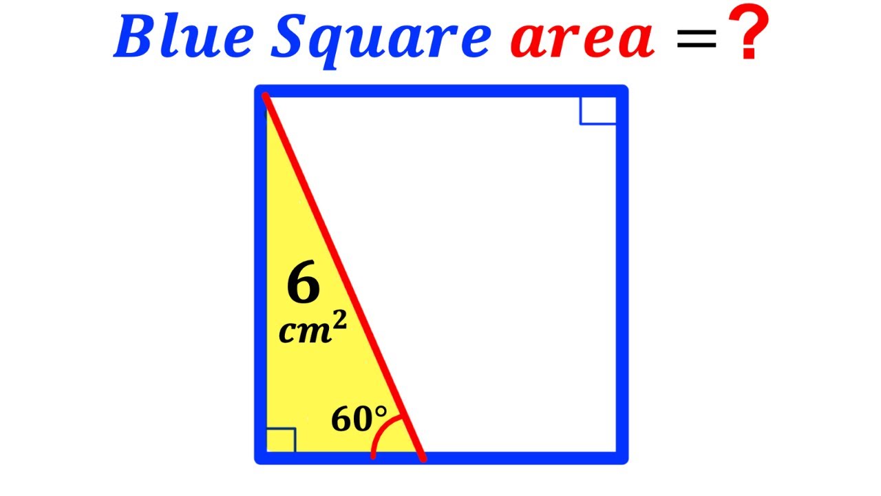 Can you find the area of the Blue Square? | (Triangle) | #math #maths ...