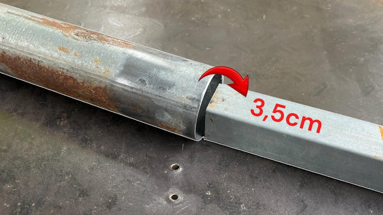 how a welder cuts round pipe with galvanized square pipe - YouTube