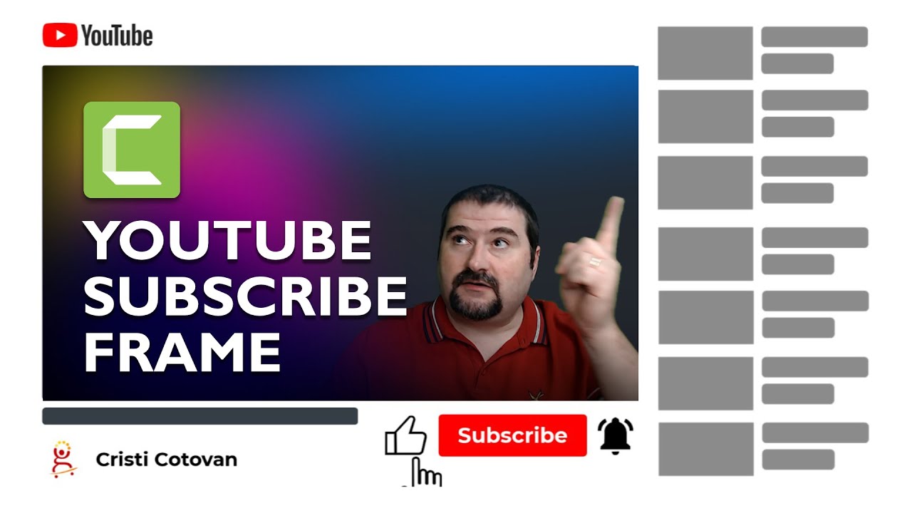 YouTube Animated Subscribe Frame | Camtasia Asset with Like and Bell ...