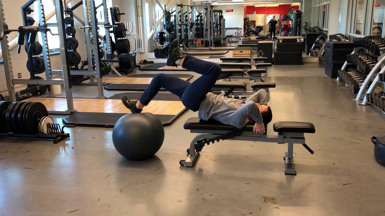 Single leg glute bridge with hamstring curl - YouTube