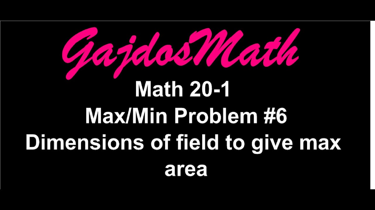 Max/Min Word Problem #6 solved by completing the square - YouTube
