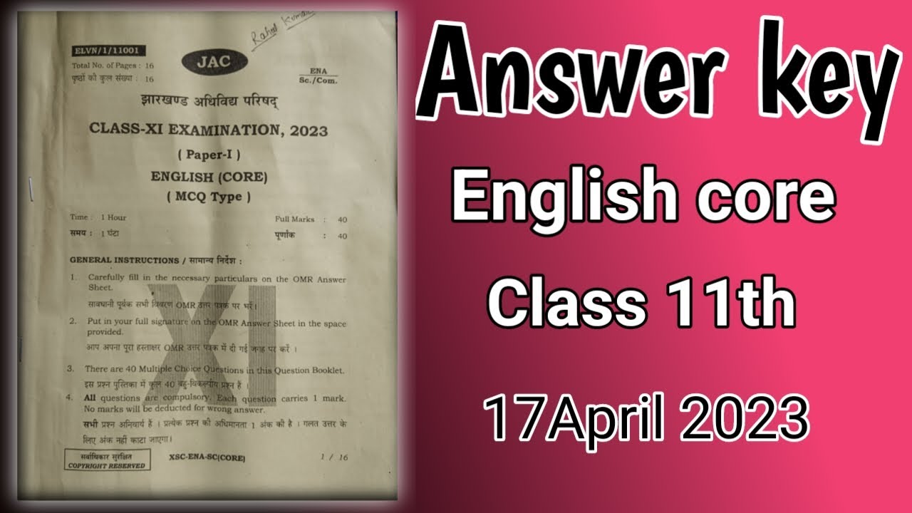 Answer Key Class 11th English Core Jac Board 2023 Answer Key Class 11 answer-key-class-11th-english-core-jac-board-2023-answer-key-class-11