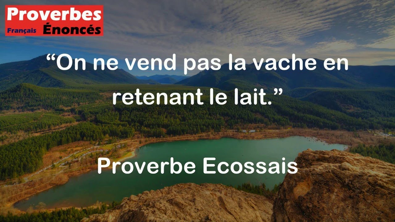 On ne vend pas la vache en retenant le lait. - Proverbe Ecossais - YouTube