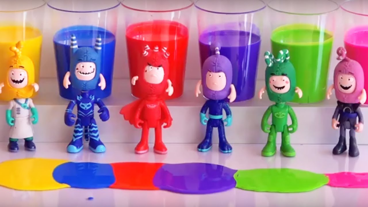 Learn Colors with Pj Masks Wrong Oddbods Toys Feet Painting Nursey ...