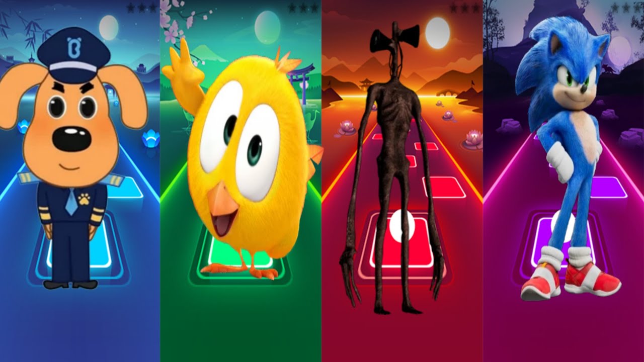 Sheriff Labrador 🆚 Where's Chicky 🆚 Siren Head 🆚 Sonic tiles hop game battle who win 🤯🤯🤯 - YouTube