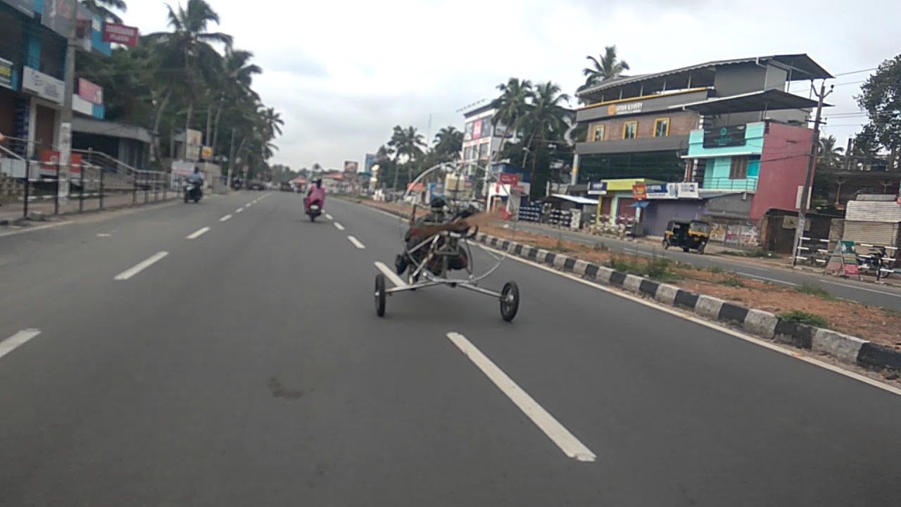 Homemade powered glider test drive on NH 47 - YouTube