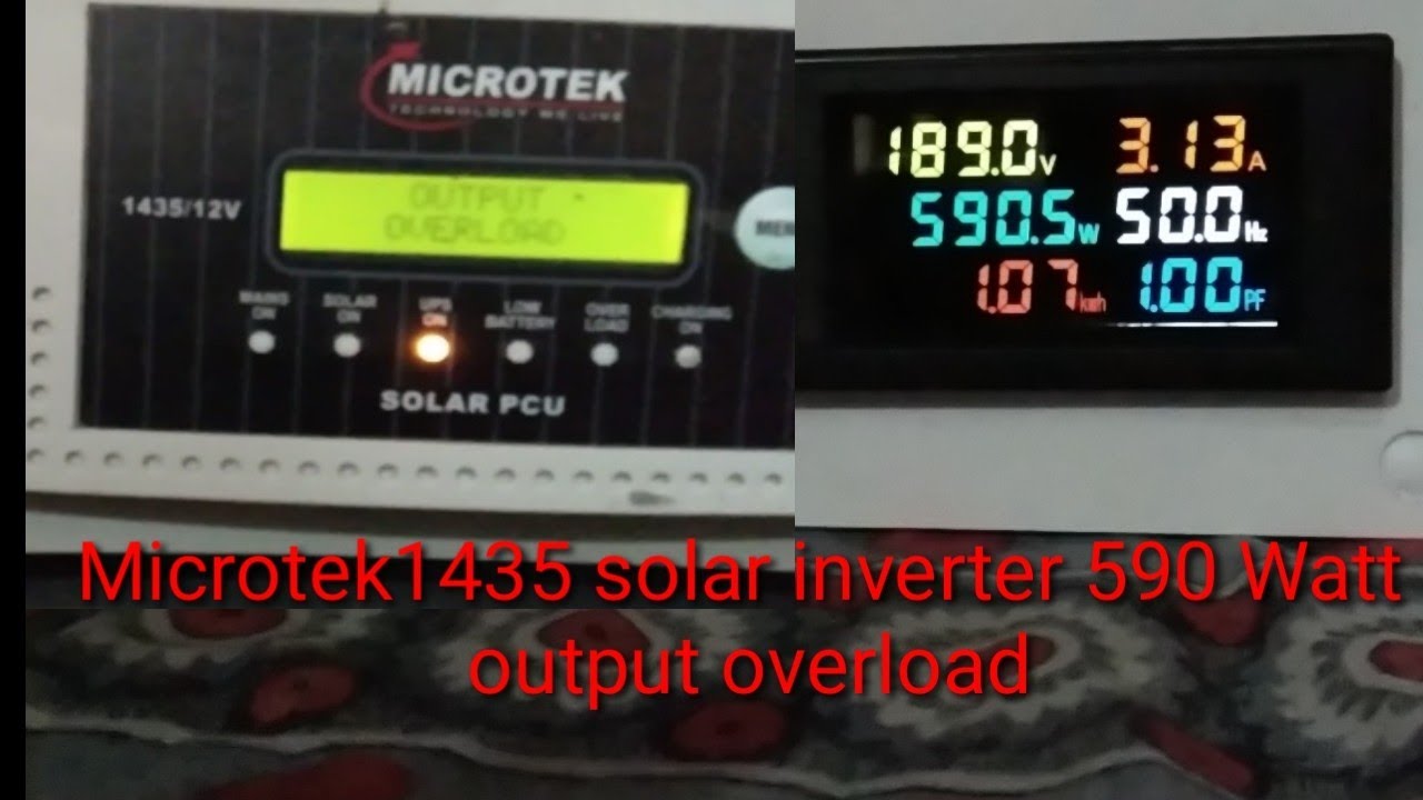 Microtek1435 solar inverter 590 Watt output overload - YouTube