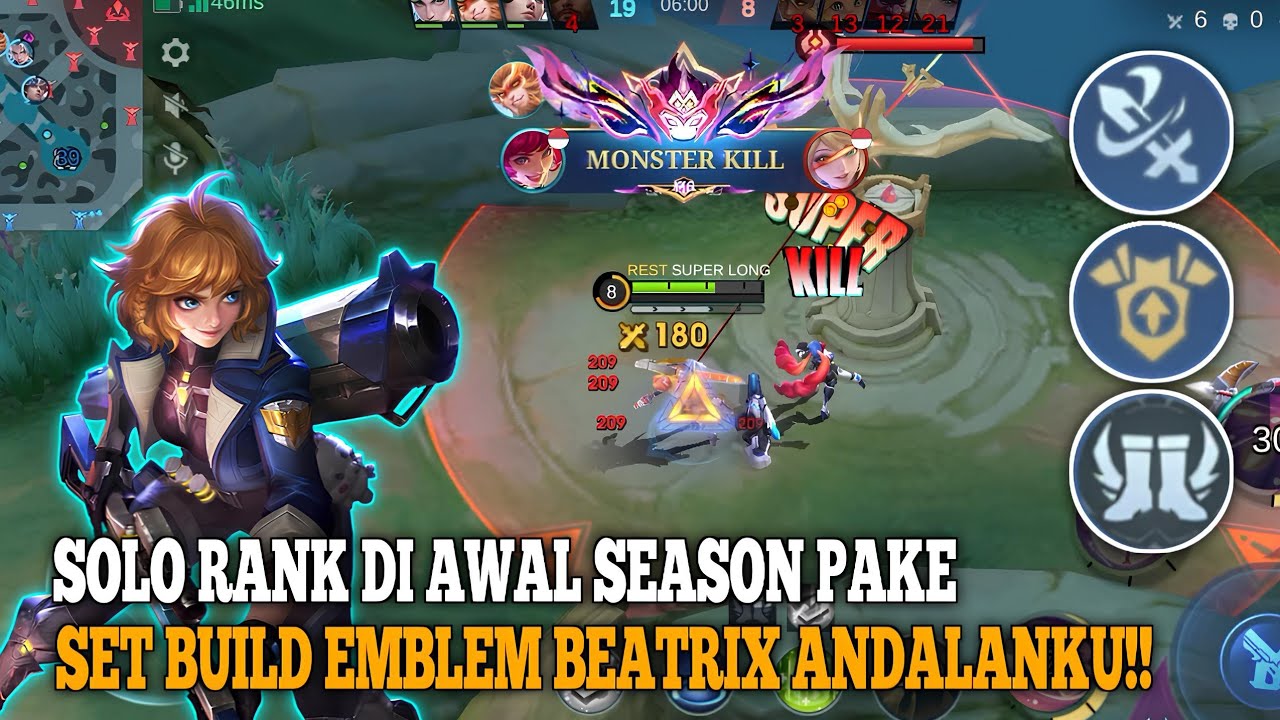 SOLO RANK DI AWAL SEASON PAKE SET BUILD EMBLEM BEATRIX AUTO WIN!! BUILD ...