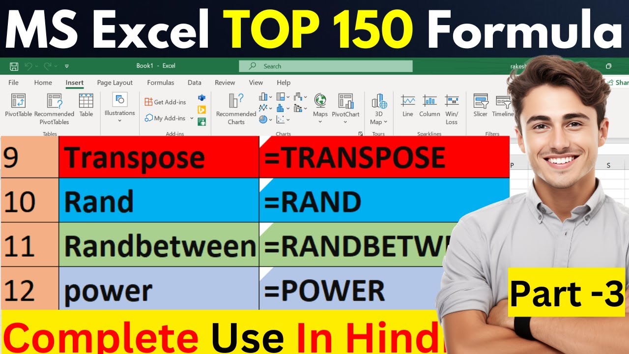 "Excel Formula Tab || Part 3 || Learn POWER, RAND, RANDBETWEEN, and ...