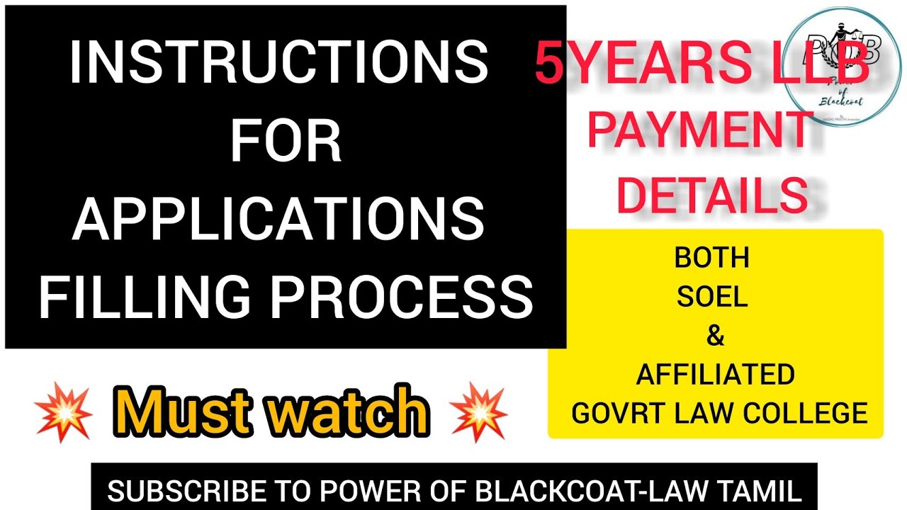 INSTRUCTIONS FOR FILLING APPLICATION FORM-5YEARS LLB- SOEL& AFFILIATED ...