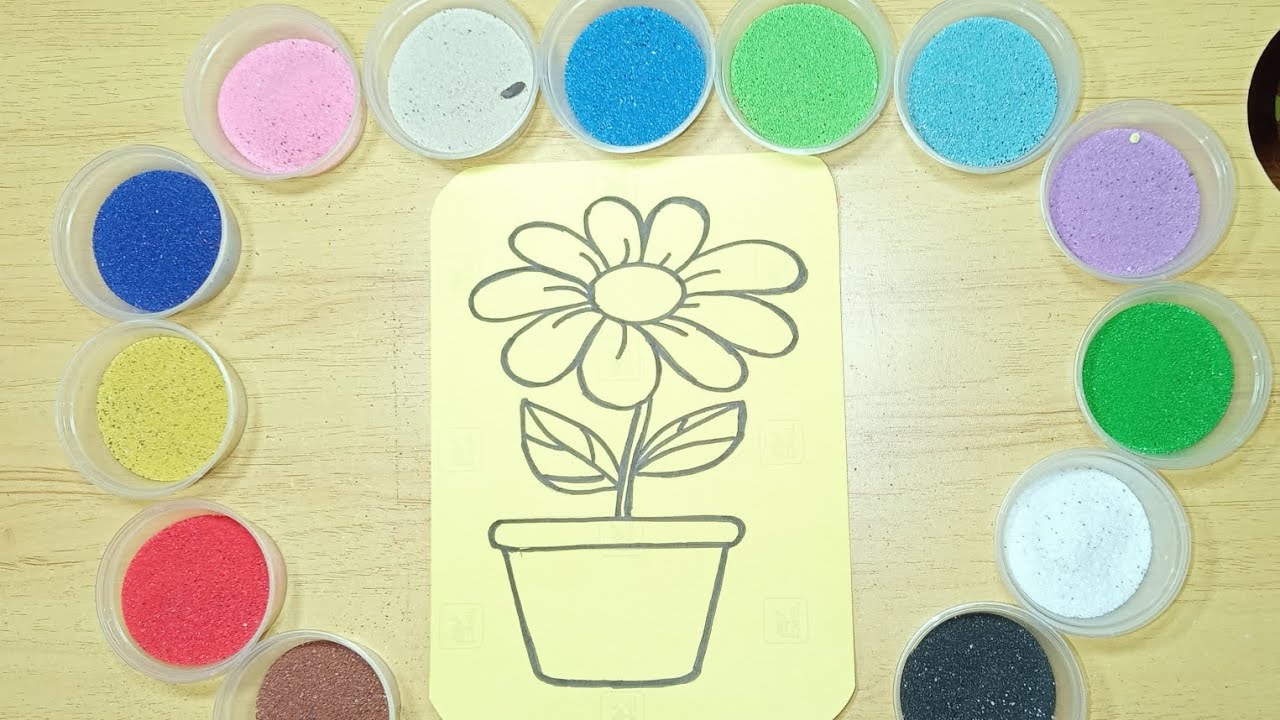 Sand Painting: Coloring a Flower - YouTube