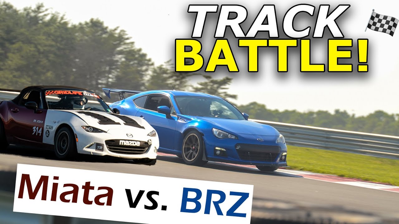 Mazda Miata vs. Subaru BRZ Track Battle! (both cars POV) - YouTube